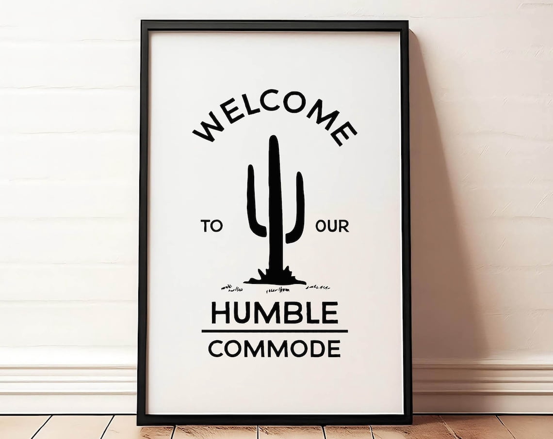 Western Bathroom Print Funny Bathroom Wall Art Humble Commode Bathroom ...