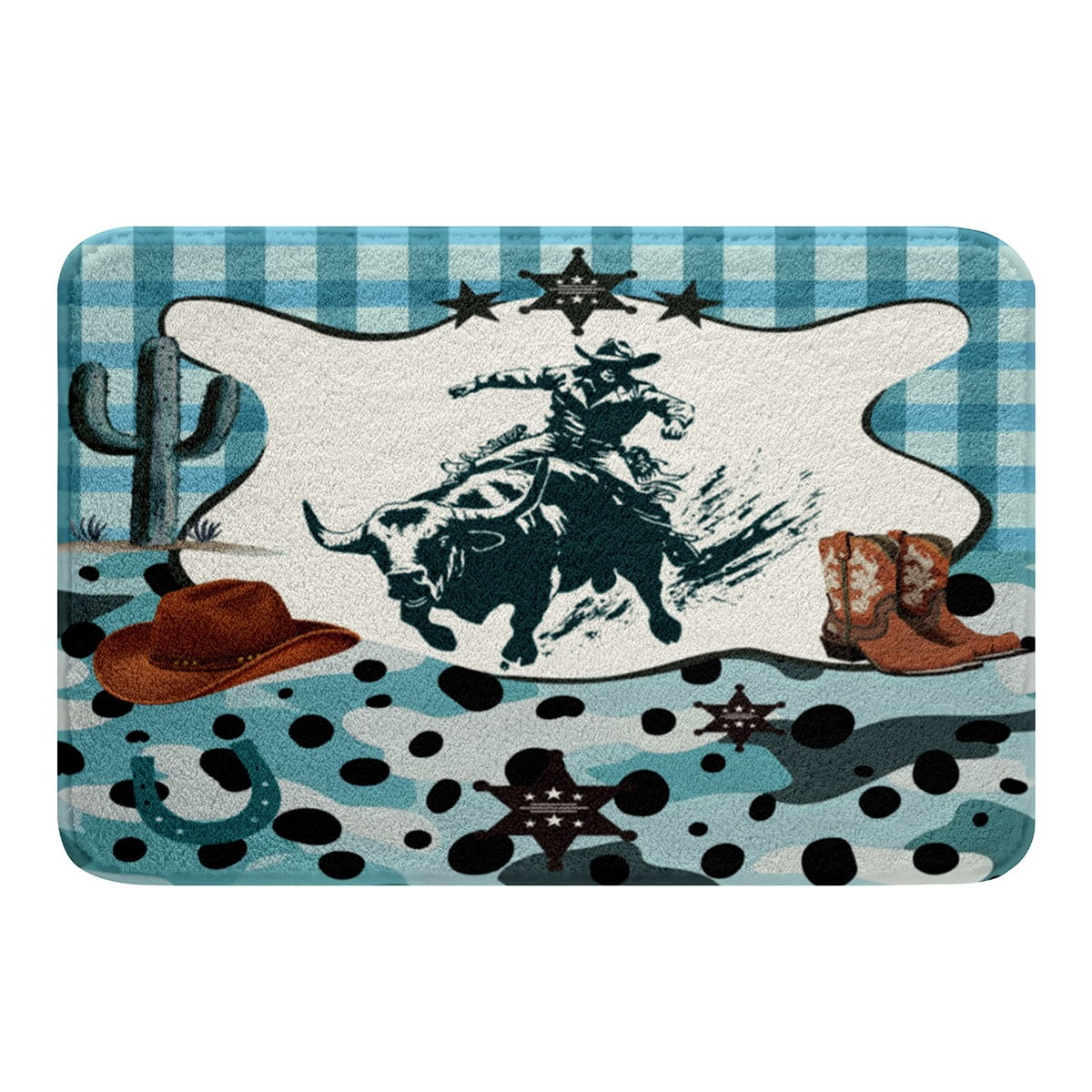 Western Bathroom Rugs Cowboy Hat Rug 20"x32",Cowboy Boots Floor Mats ...