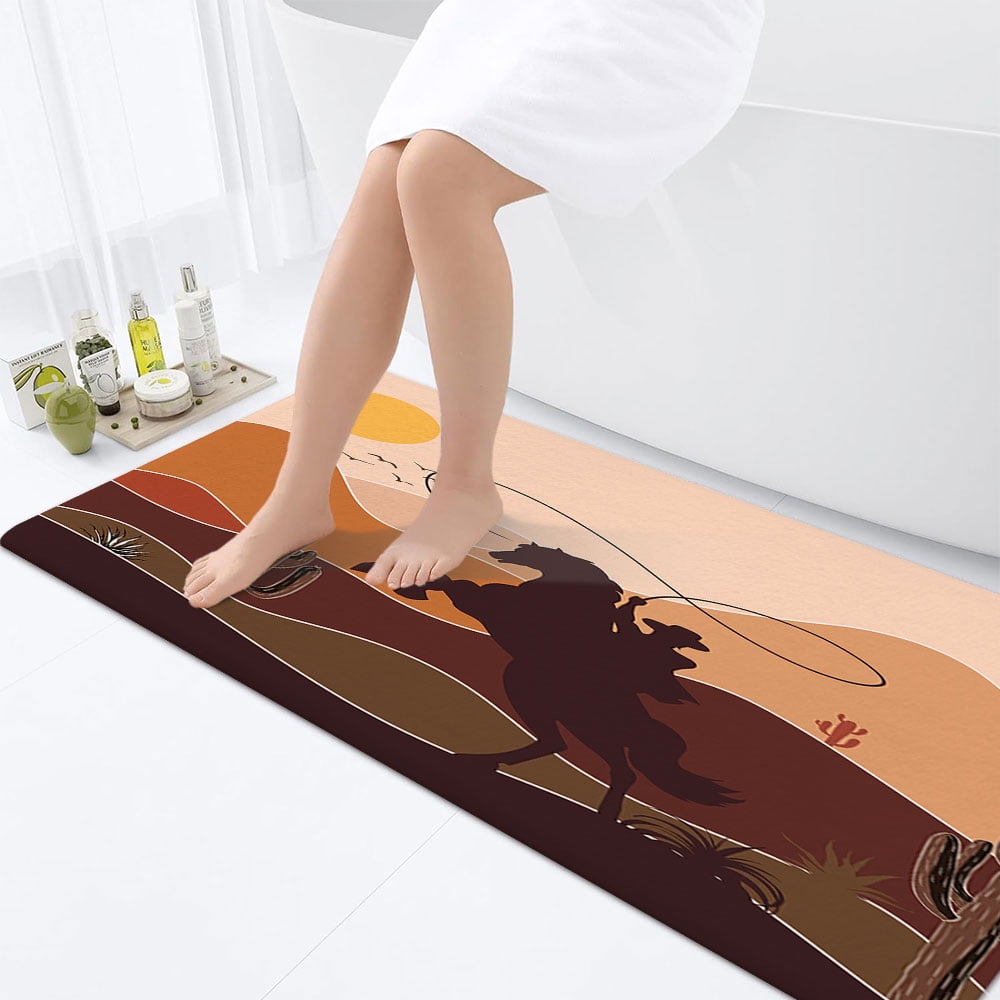 Western Bathroom Rugs, Farmhouse Western Cowboy Bathroom Rugs Set ...