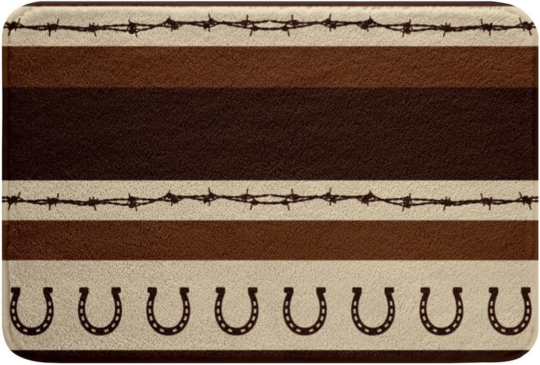 Western Bathroom Rugs Horseshoe Bath Mat, Southwestern Cowboys Non Slip ...