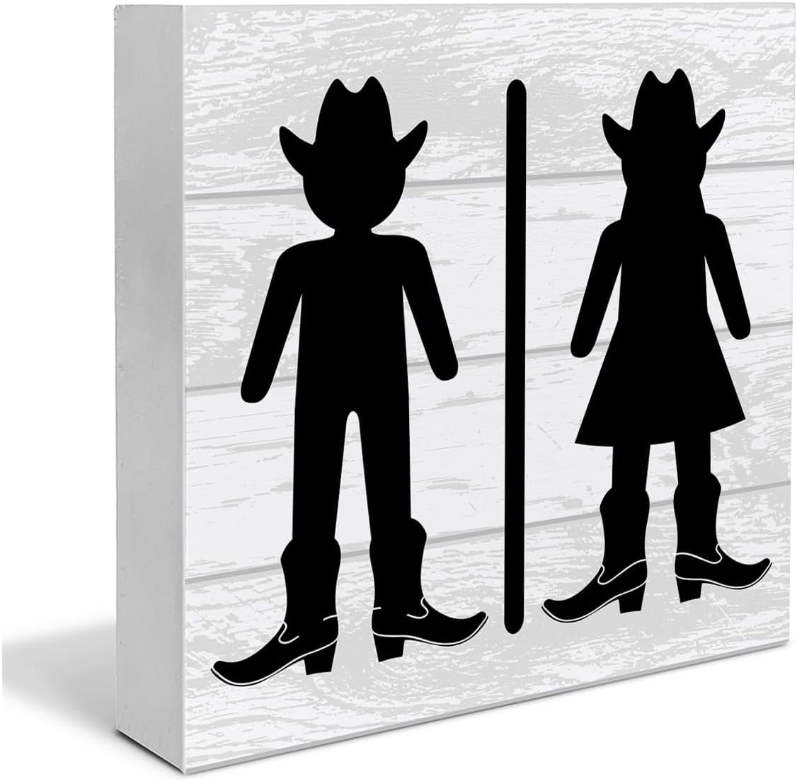 Western Bathroom Wooden Box Sign Home Decor Bathroom Cowboy Cowgirl ...