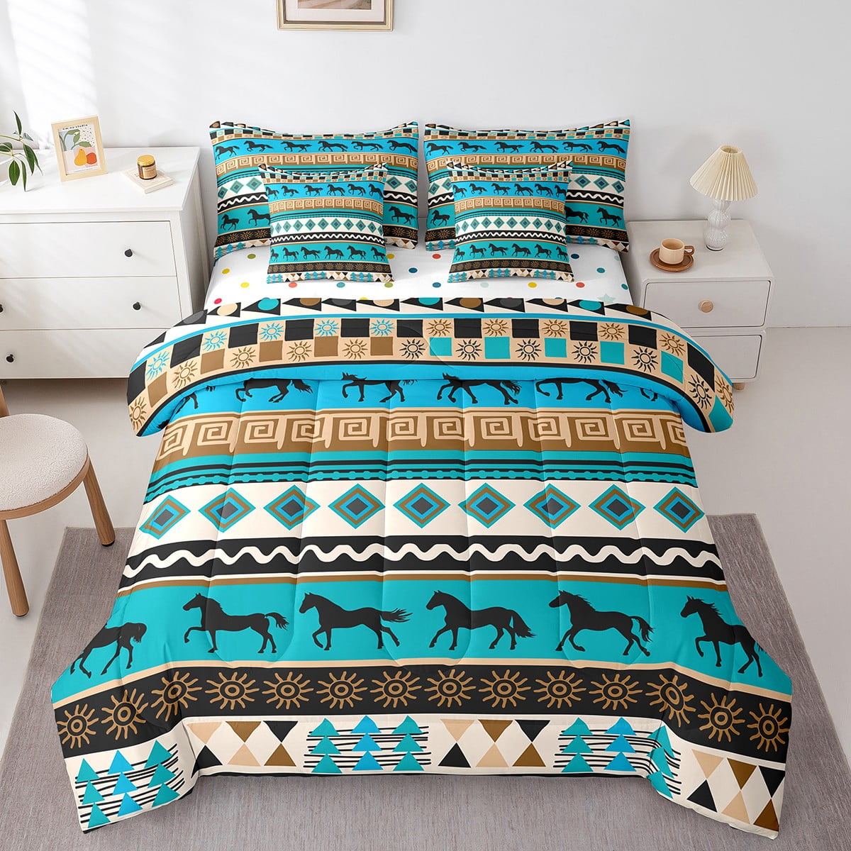 Western Bed in a Bag King Size Comforter Set 7 Pieces,Southwestern ...