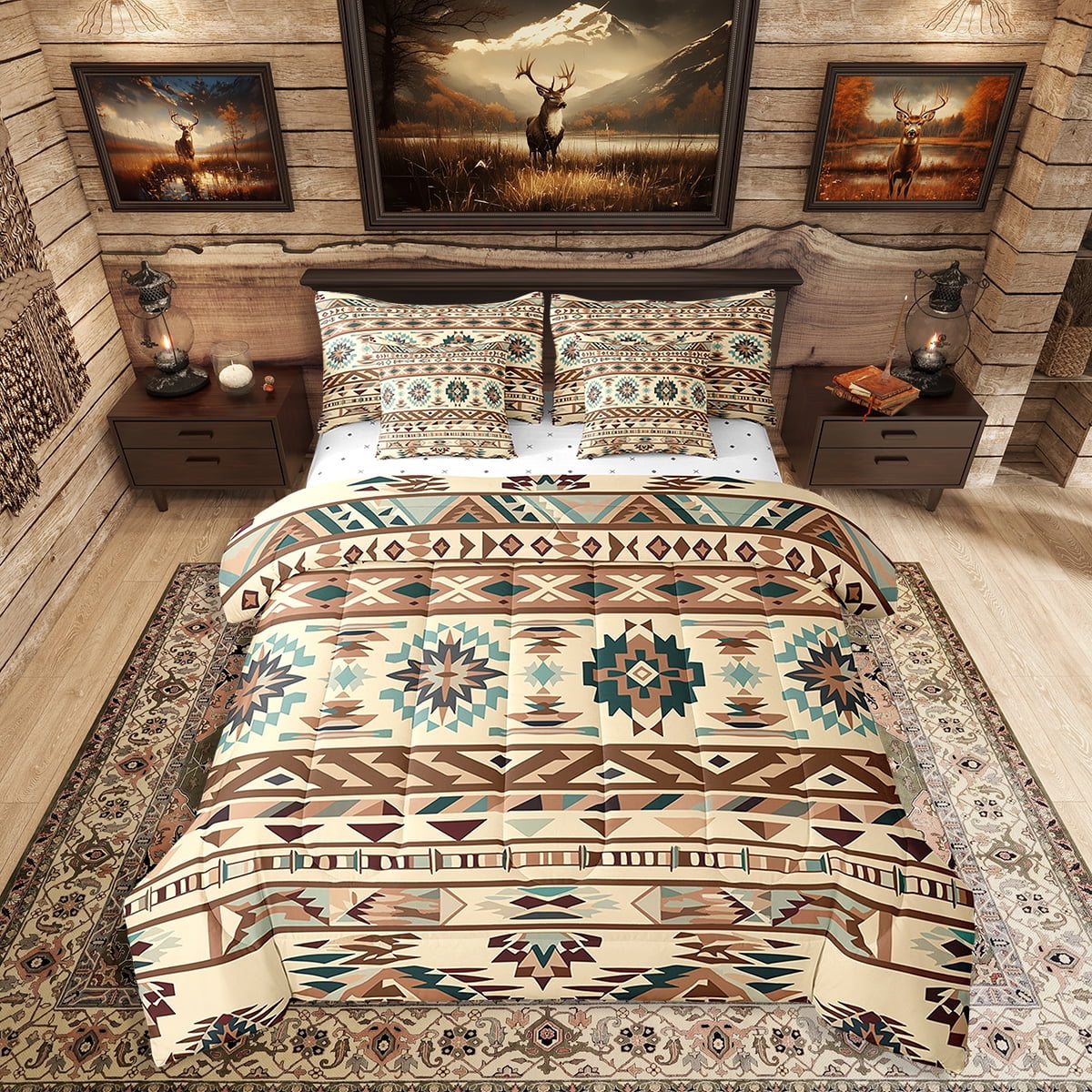 Western Bed in a Bag Queen Comforter Set 7 Piece,Southwestern Sheet Set ...
