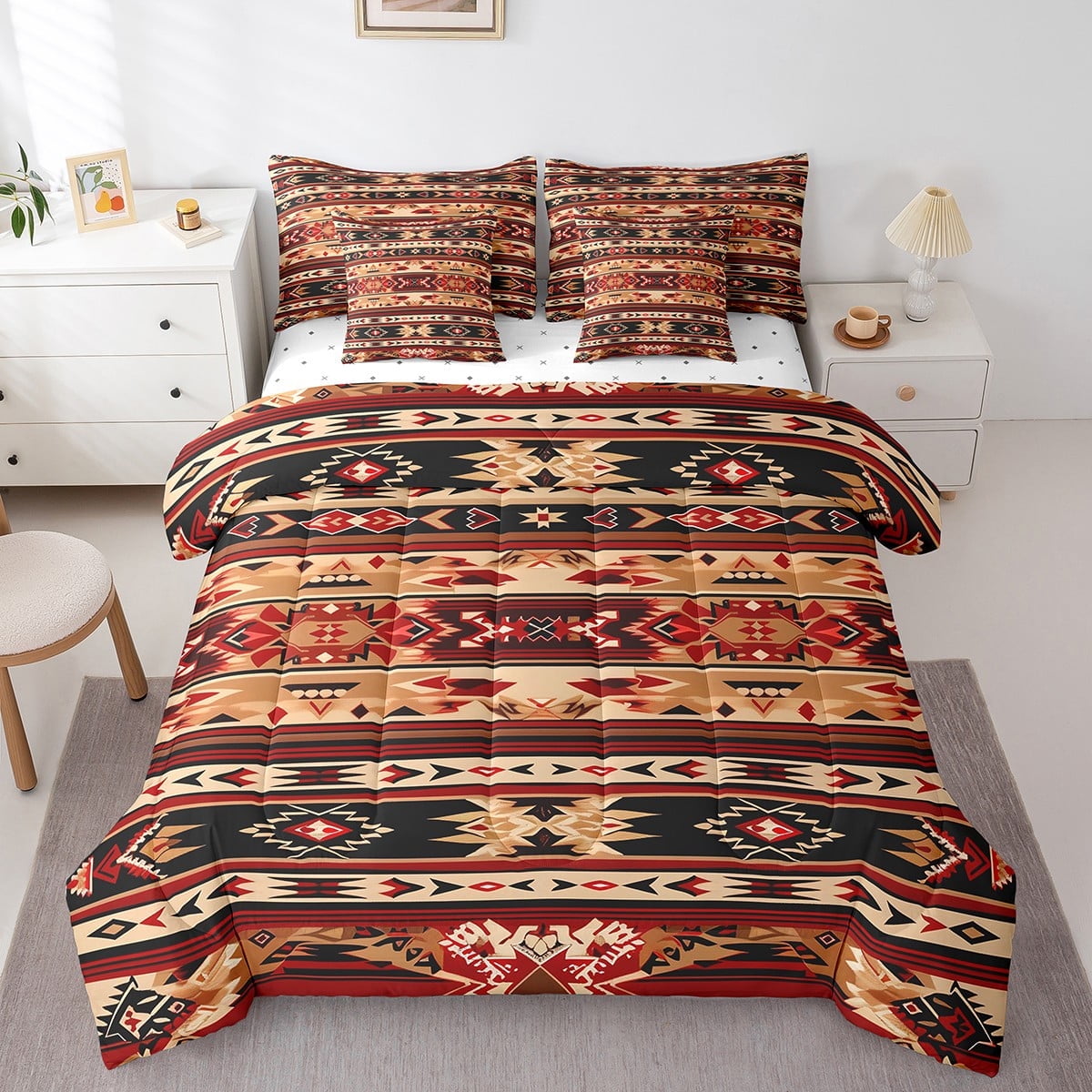 Western Bed in a Bag Queen Comforter Set 7 Piece,Southwestern Sheet Set ...