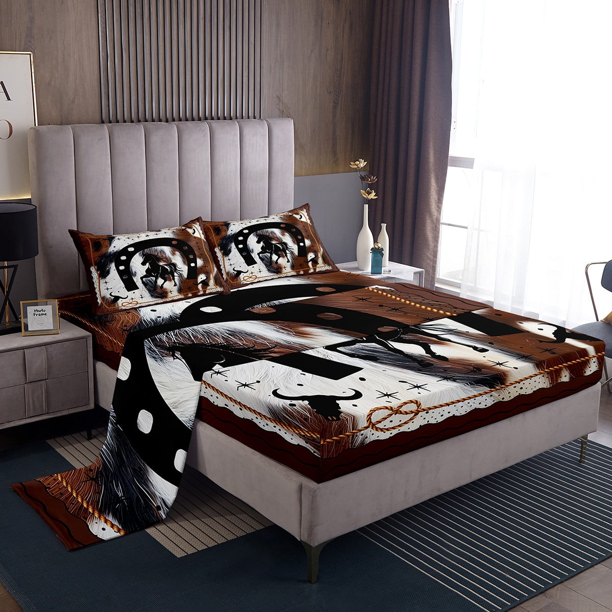 Western Bed Sheets Queen Size Horse Cowboy Sheets Rustic Farmhouse ...