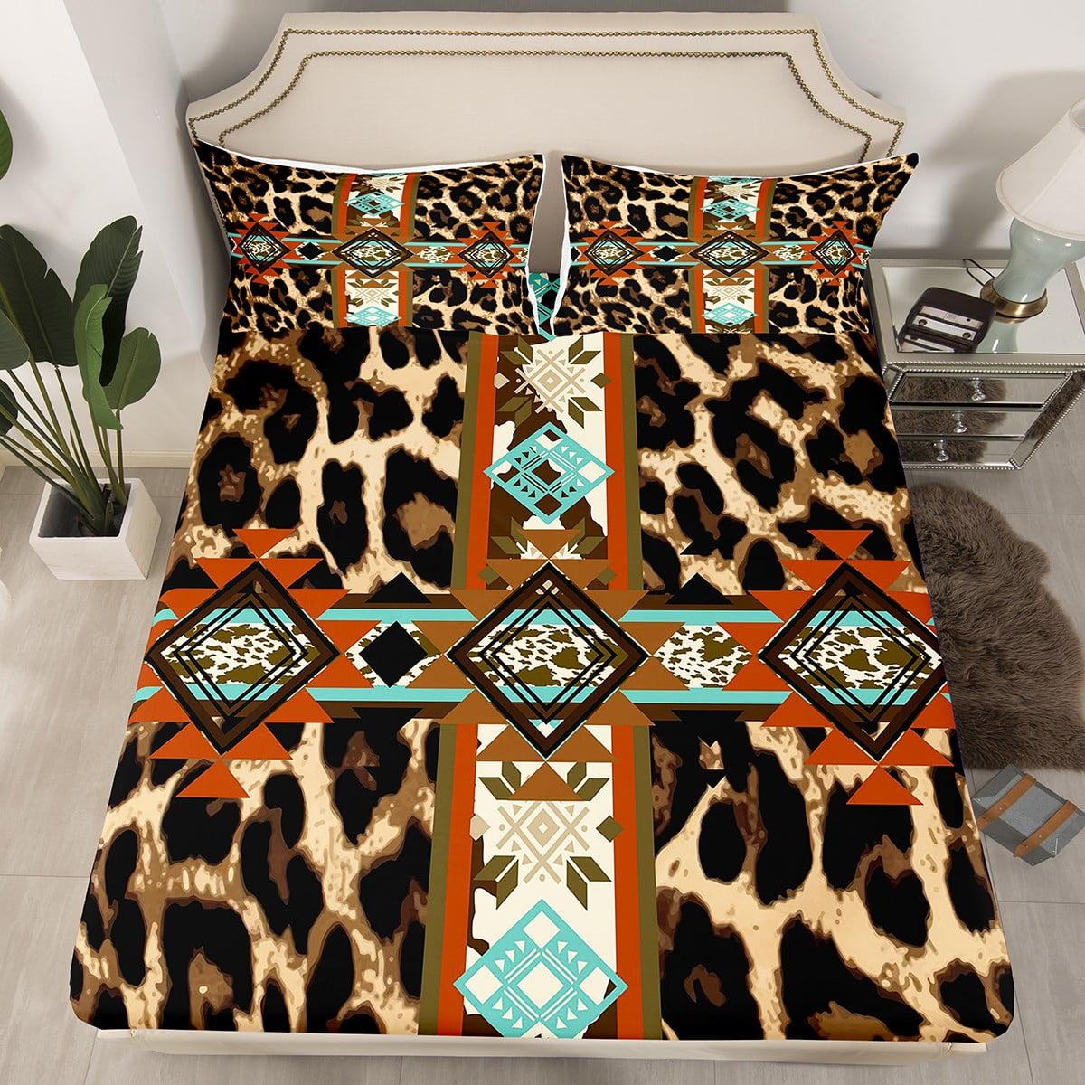 Western Bed Sheets Full Cheetah Print Bedding Set,Leopard Skin Hair ...