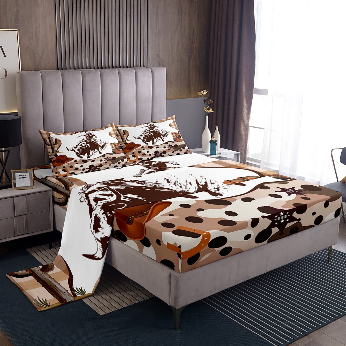 Western Bed Sheets Set Cowboy Hat Sheet Set Twin,Cowboy Boots Sheets ...