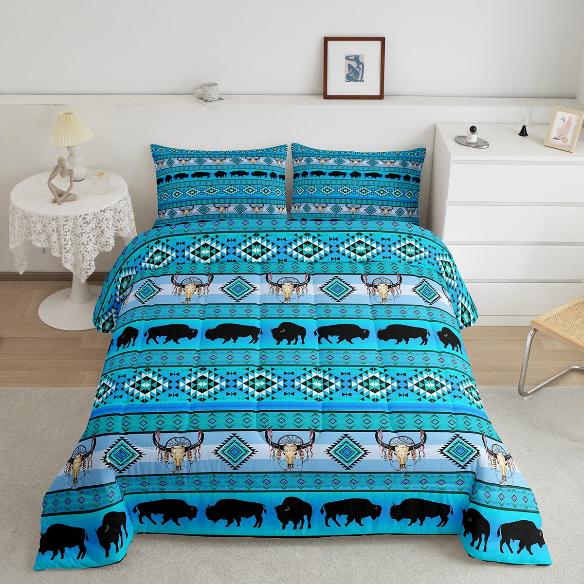 Western Bedding Set King,Longhorn Skull Southwestern Comforter Set ...
