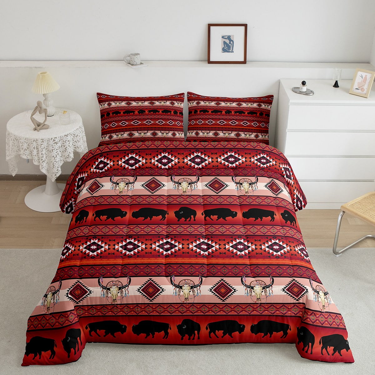 Western Bedding Set King,Longhorn Skull Southwestern Comforter Set ...
