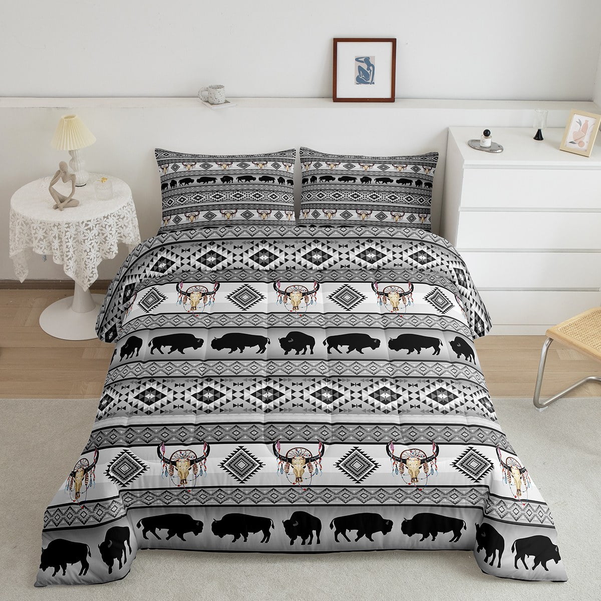 Western Bedding Set King,Longhorn Skull Southwestern Comforter Set ...