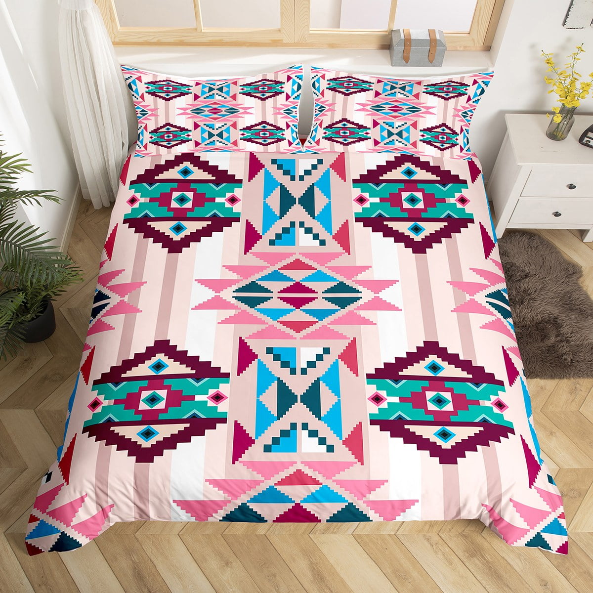 Western Bedding Sets Queen,Southwest Native Aztec Comforter Cover for ...
