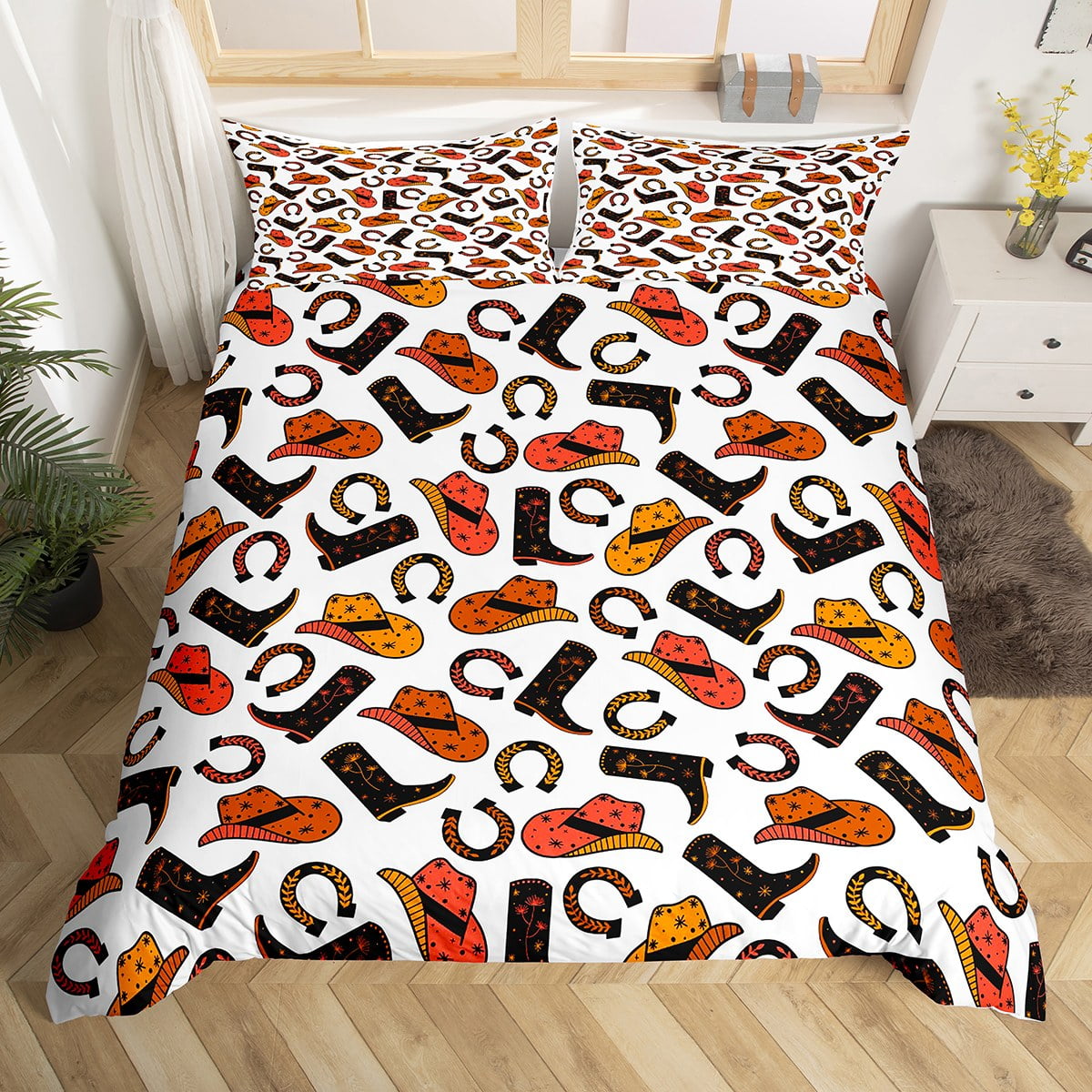 Western Bedding Sets Twin Cowboys Gifts for Men,Cowboy Boots Duvet ...