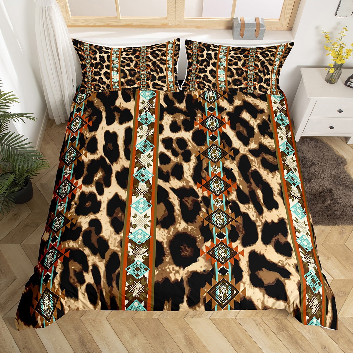 Western Bedding Sets Twin Leopard Print Duvet Cover,Cheetah Skin Hair ...