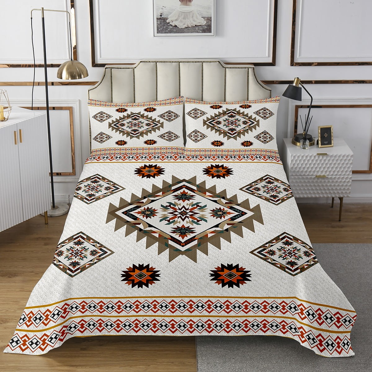 Western Bedspread Set Southwestern Aztec Quilt Set Queen,Indian Tribe ...