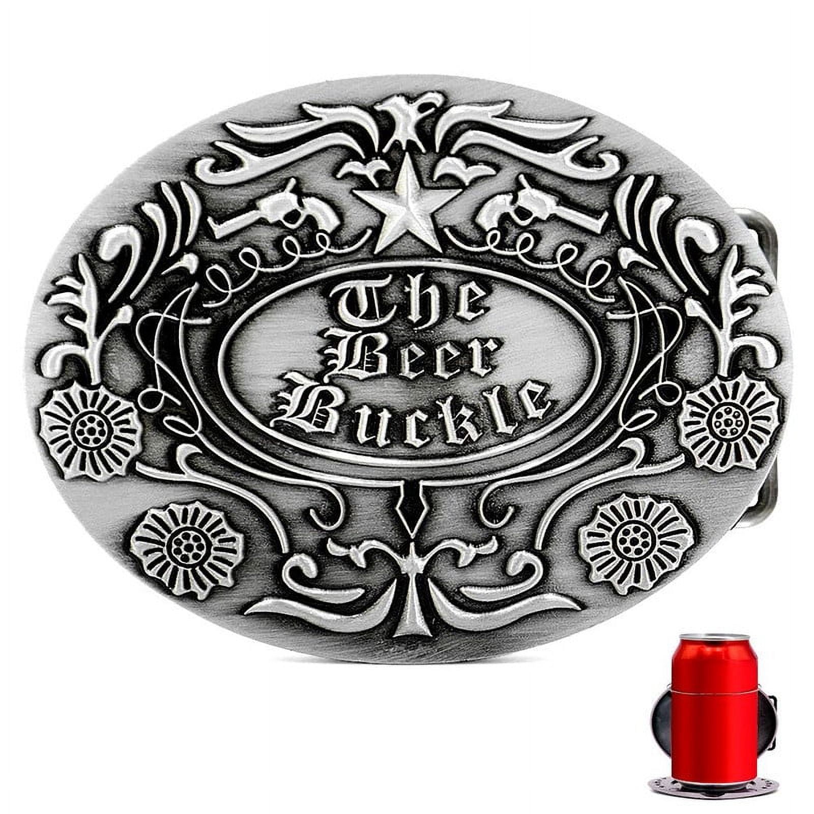 Western Beer Belt Buckle for Men: Holder Buckle Beverage Holder Star ...