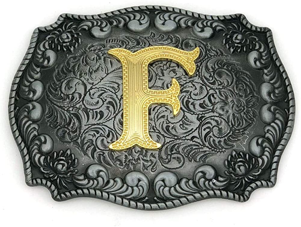 Western Belt Buckle Initial Letters ABCDEFG to Y-Cowboy Rodeo Silver ...