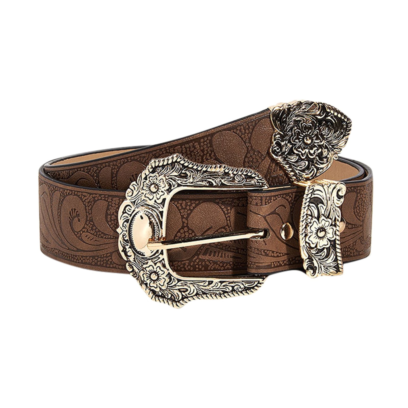 Western Belt Carved Men's and Women's Retro Belt Cowboy Belts Flower ...
