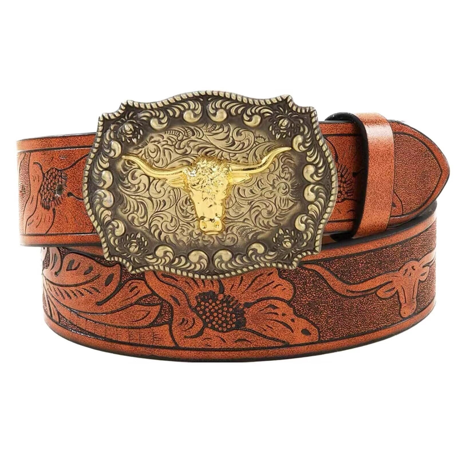 Western Belt for Women Men Cowboys Cowgirls Carving Leather Country ...