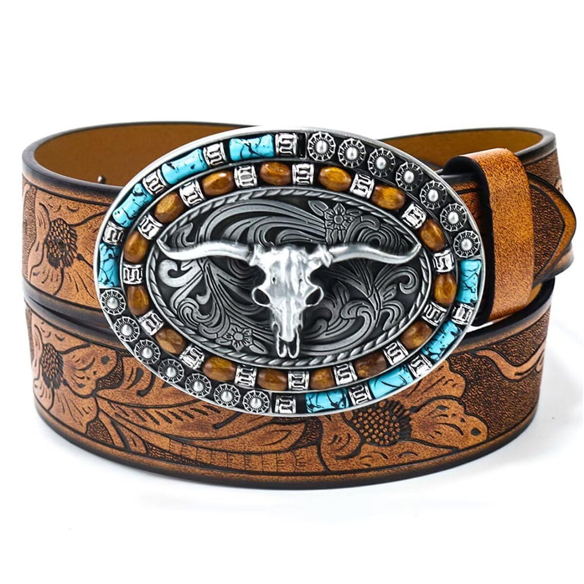 Western Belt for Women Men Cowboys Cowgirls Carving Leather Country ...