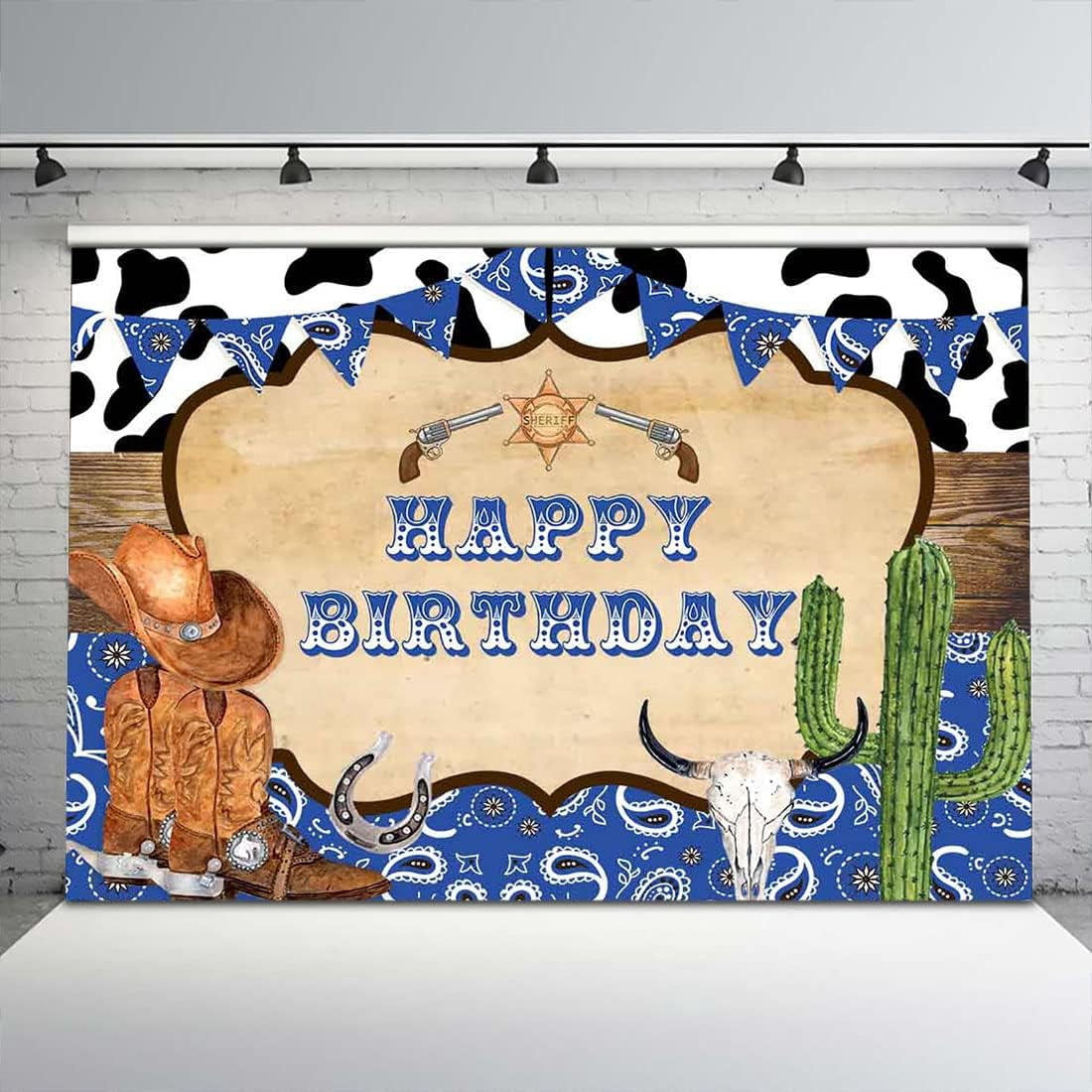 Western Birthday Backdrop Cowboy Happy Birthday Background Wild West ...
