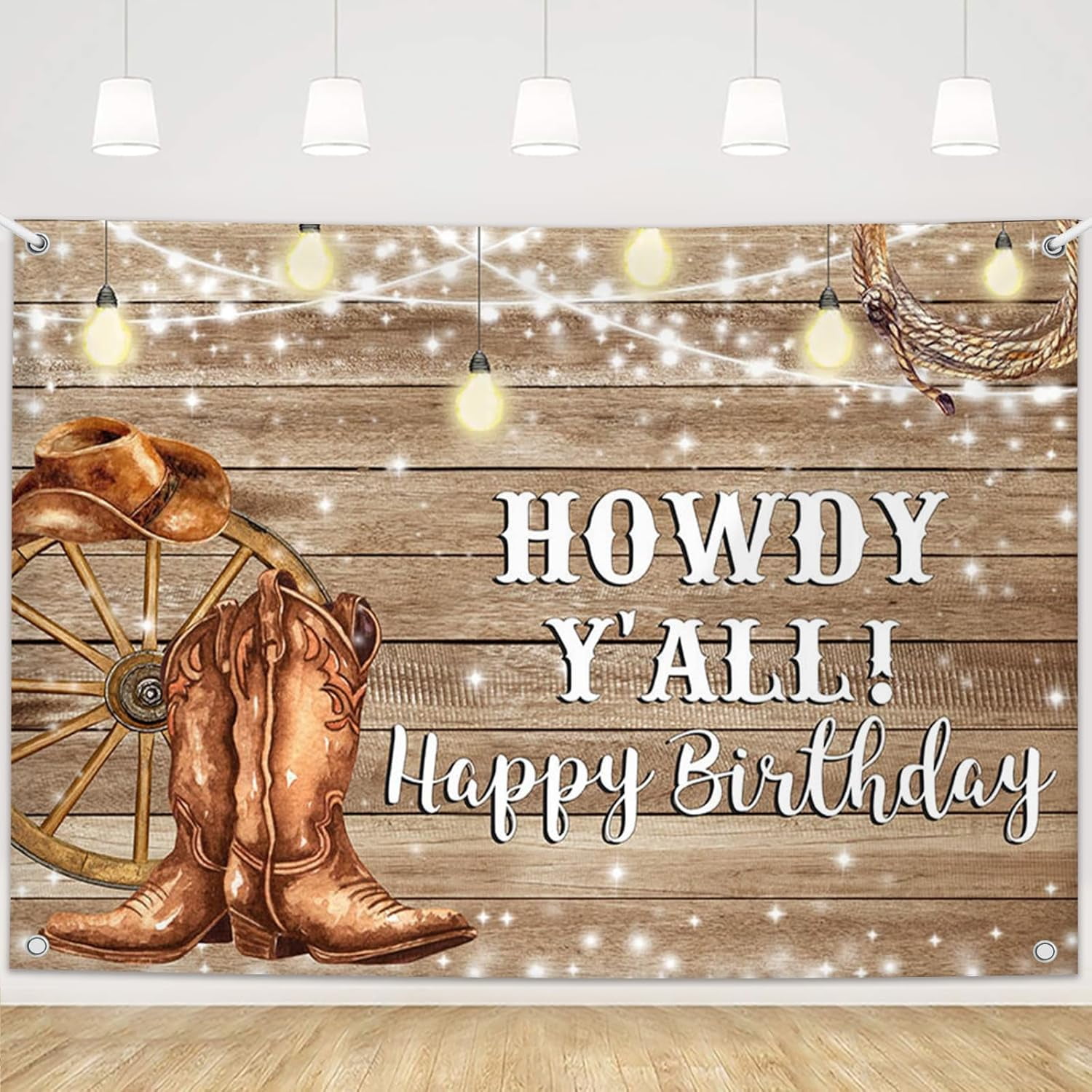 Western Birthday Backdrop Cowboy Howdy Y'all Birthday Background Rustic ...