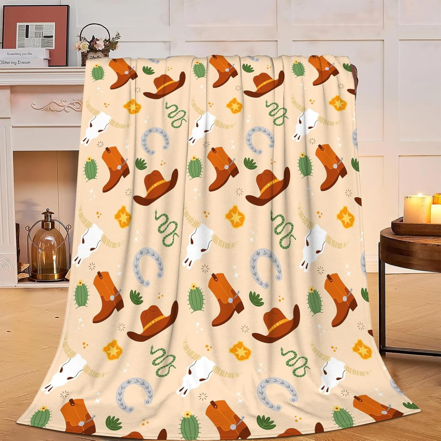 Western Blanket Rustic Fleece Throw Blanket Fuzzy Plush Super Soft Cozy ...