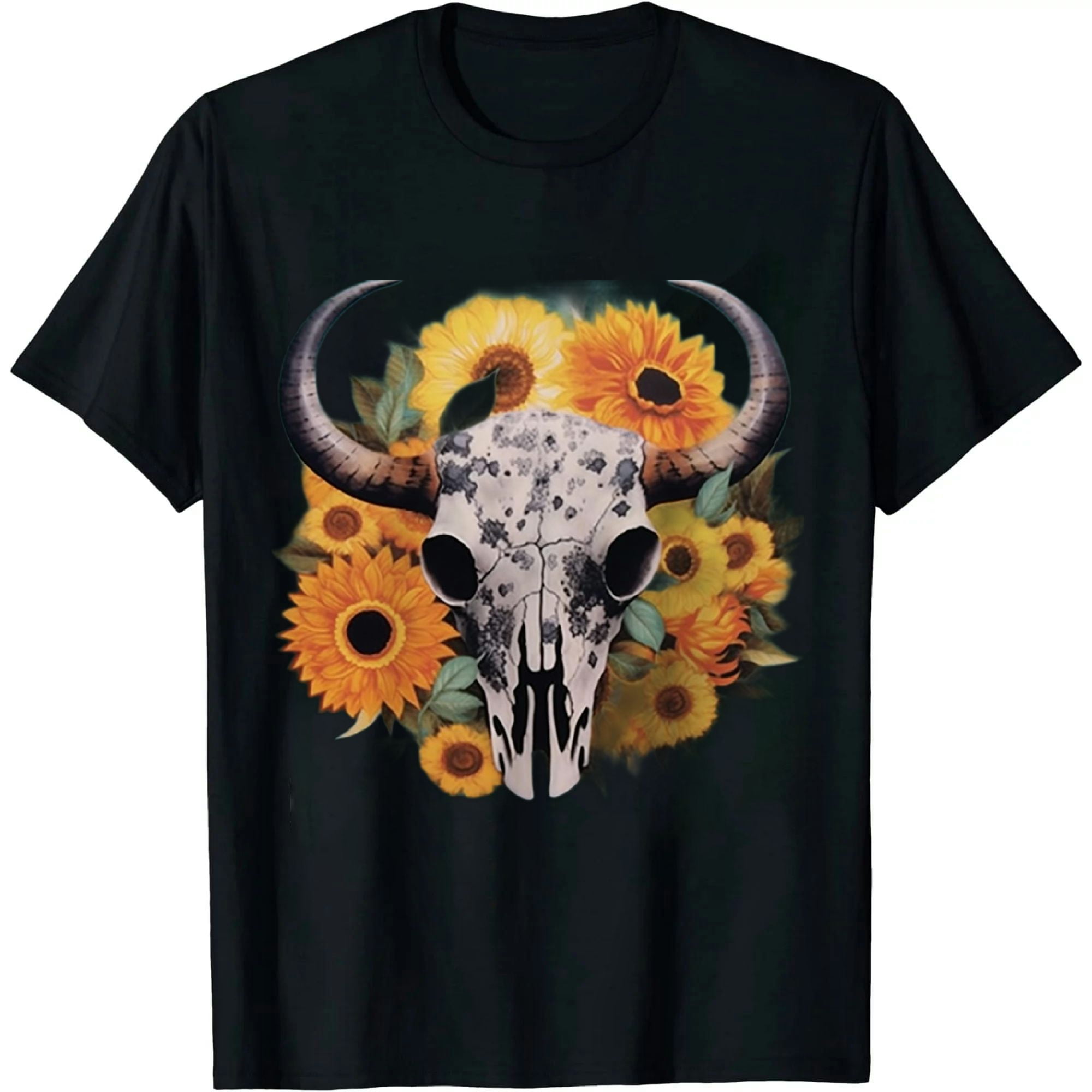 Western Bleached T-Shirt Women Vintage Leopard Cattle Skull Shirts ...