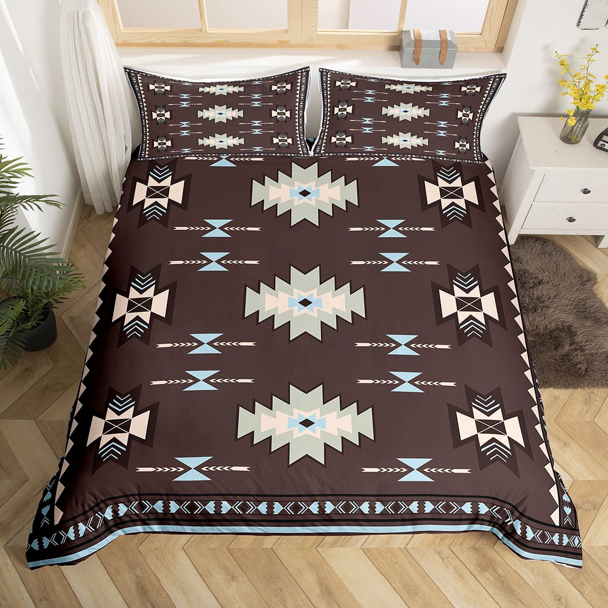 Western Boho Bedding Sets Queen,Aztec Comforter Cover,Ethnic Tribal ...