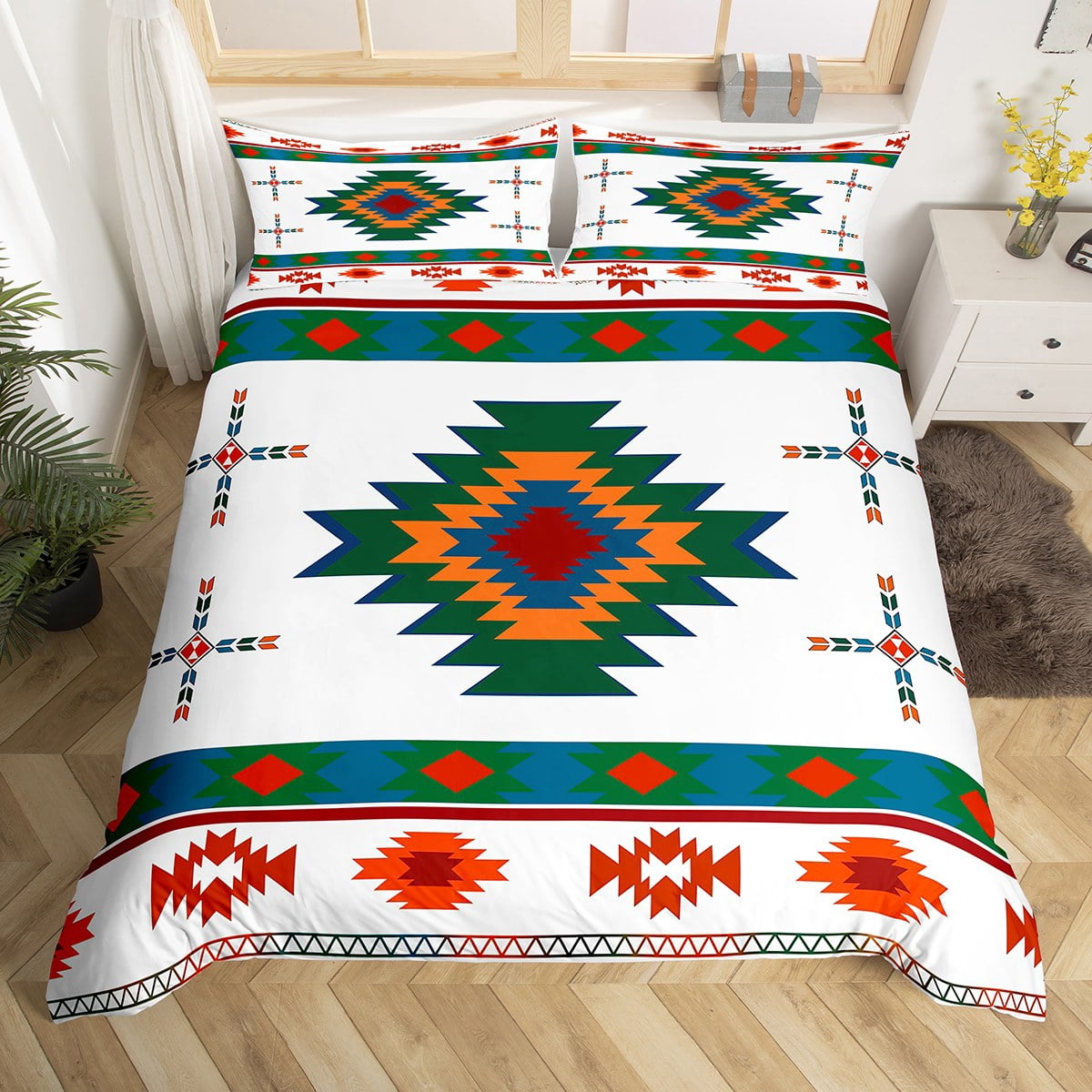 Western Boho Bedding Sets Queen,Aztec Comforter Cover,Ethnic Tribal ...