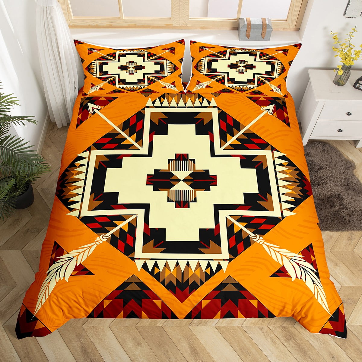 Western Boho Bedding Sets Queen,Aztec Comforter Cover,Ethnic Tribal ...