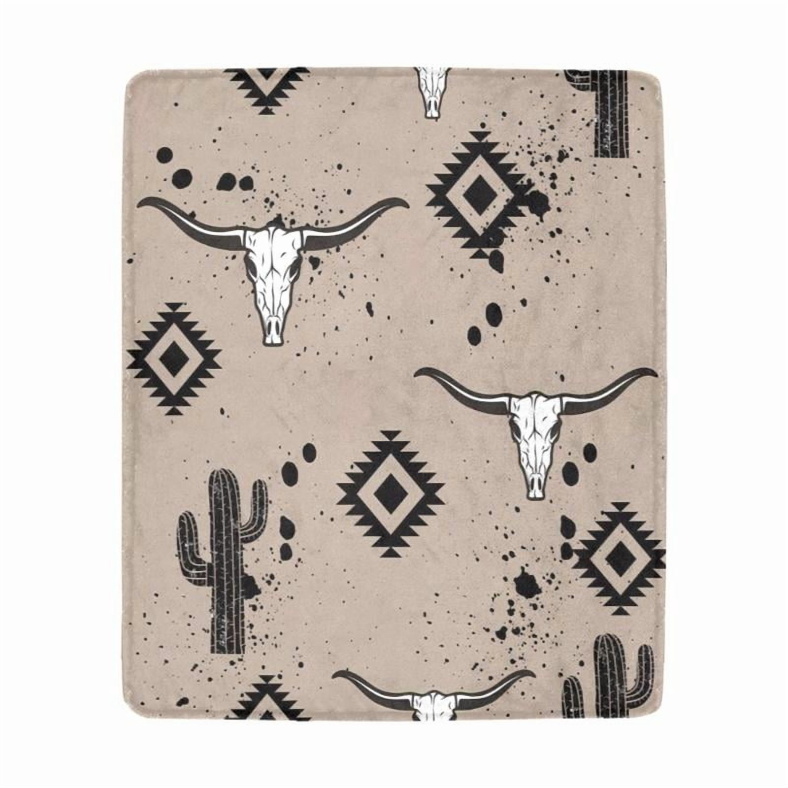 Western Boho Cowboy Print Blanket Country Farm Native West Aztec Indian ...