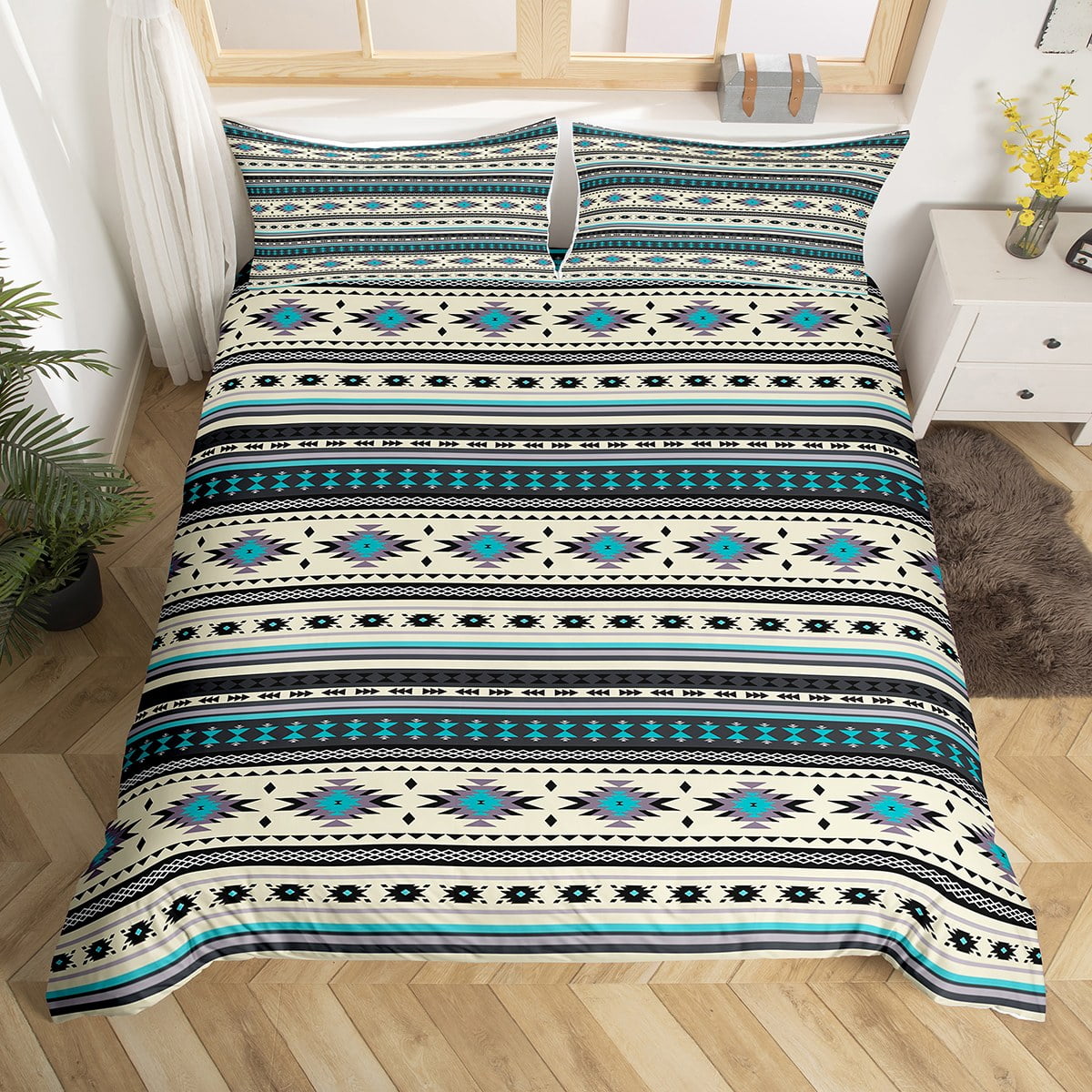 Western Boho Duvet Cover Aztec Bedding Sets Twin,Ethnic Tribal Arrow ...