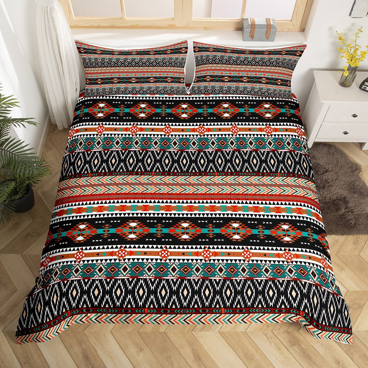 Western Boho Duvet Cover Aztec Bedding Sets Twin,Ethnic Tribal Arrow ...