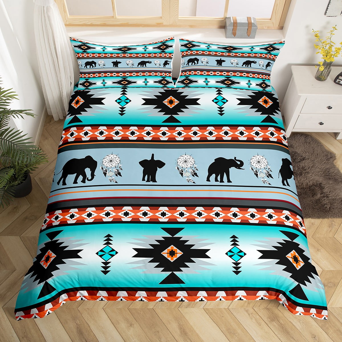 Western Boho Duvet Cover King,Elephant Dreamcatcher Comforter Cover ...