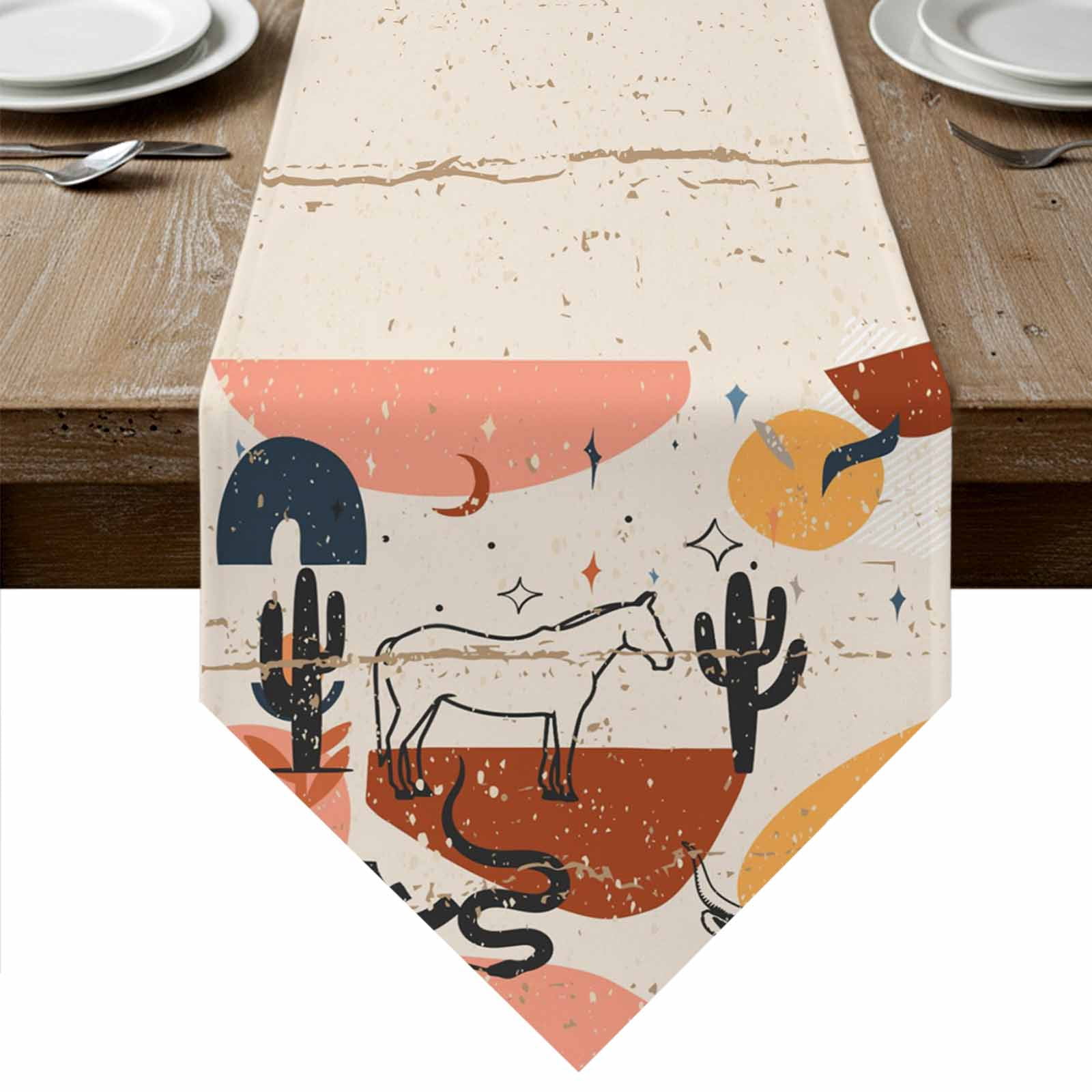 Western Boho Table Runner Linen Burlap Table Runner 72 Inches Long ...