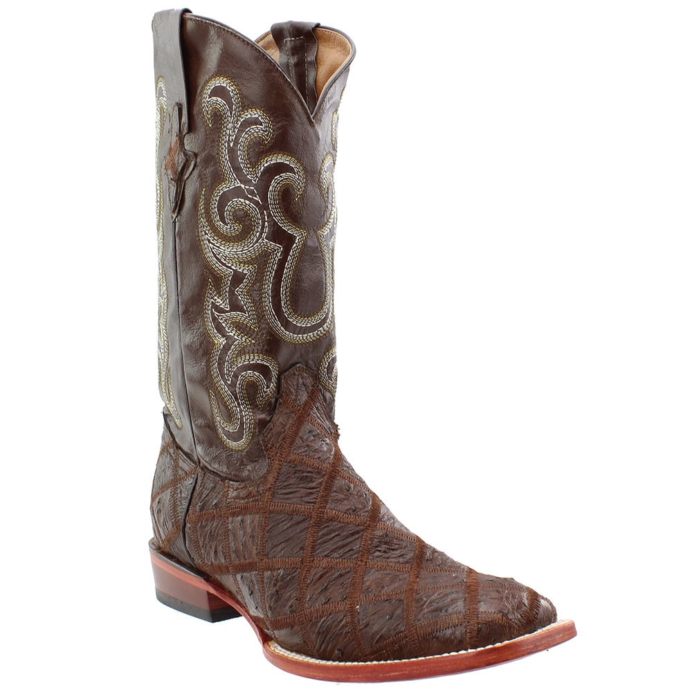 Western Boots Mens Cowboy Ostrich Patchwork Kango 11693-07 - Walmart.com
