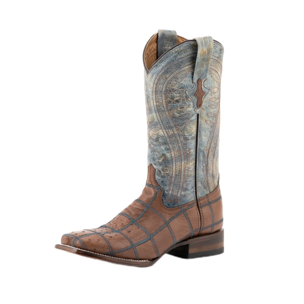 Western Boots Mens Cowboy Ostrich Patchwork Kango 11693-07 - Walmart.com