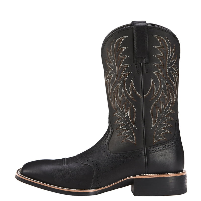 Western Boots for Men-Low-Heel Stitching Mid-Pipe Cowboy Boots Retro ...
