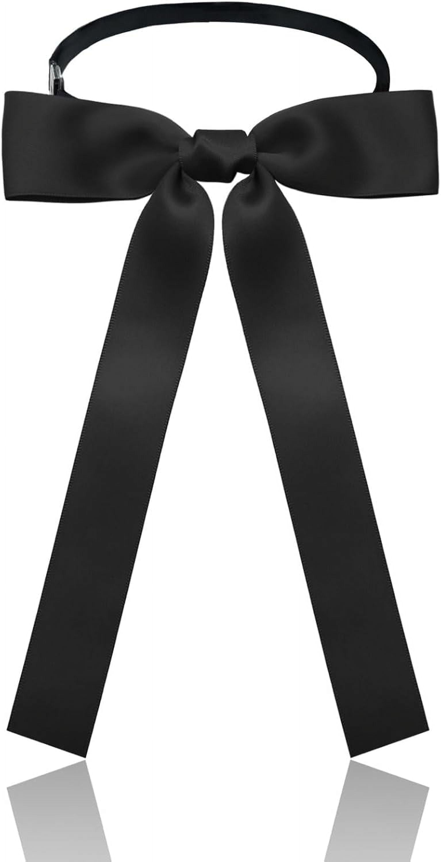 Western Bow Ties for Men Women, Black/Red Colonel Satin Ribbon String ...