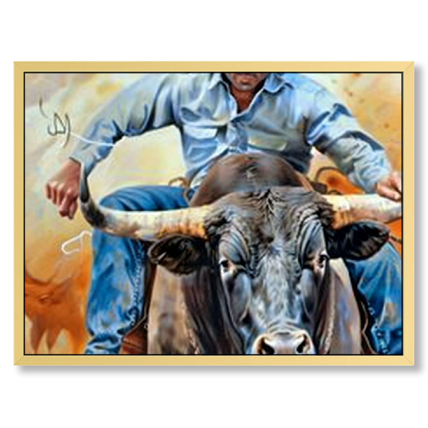 Western Bull Riding Art Print - Walmart.com