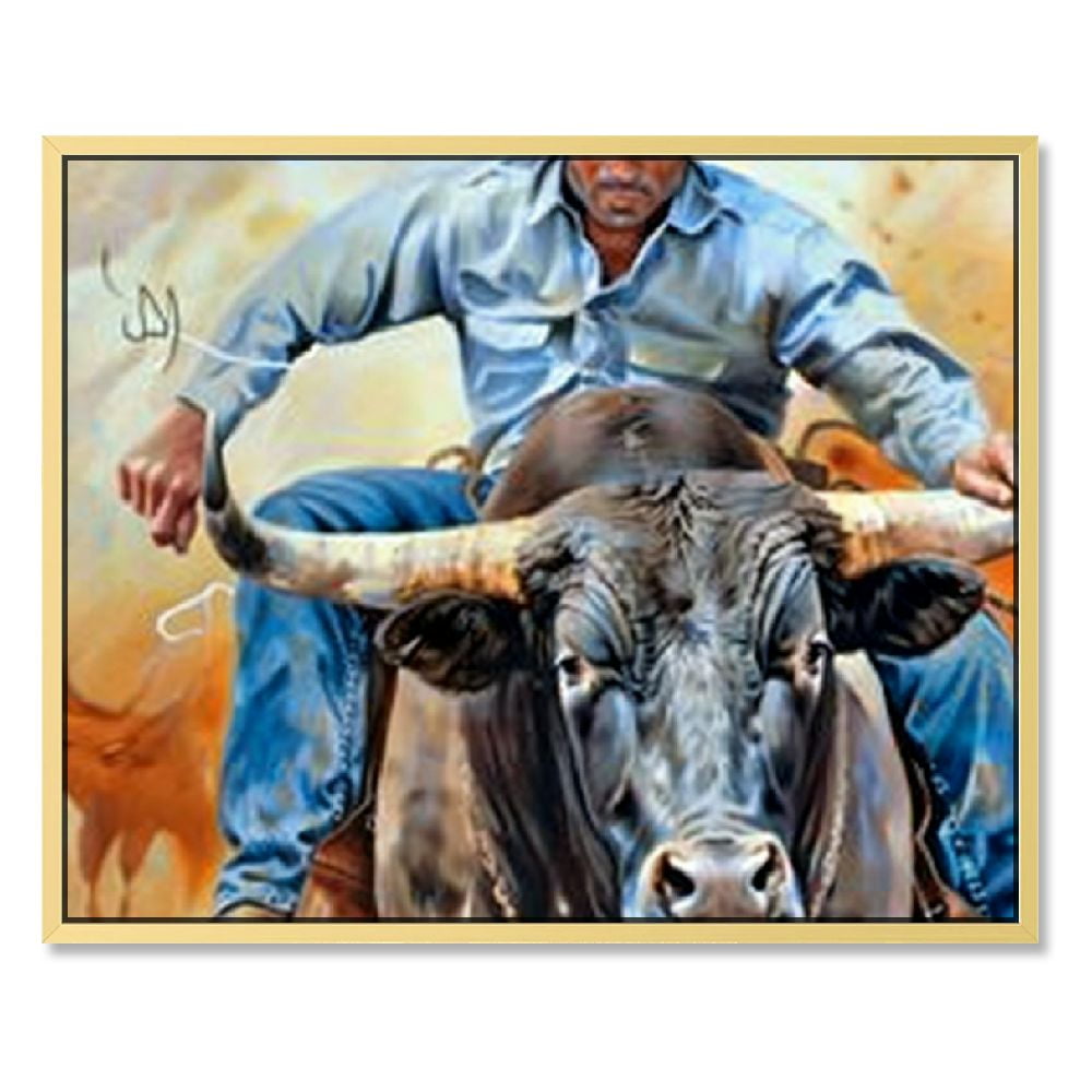 Western Bull Riding Art Print - Walmart.com