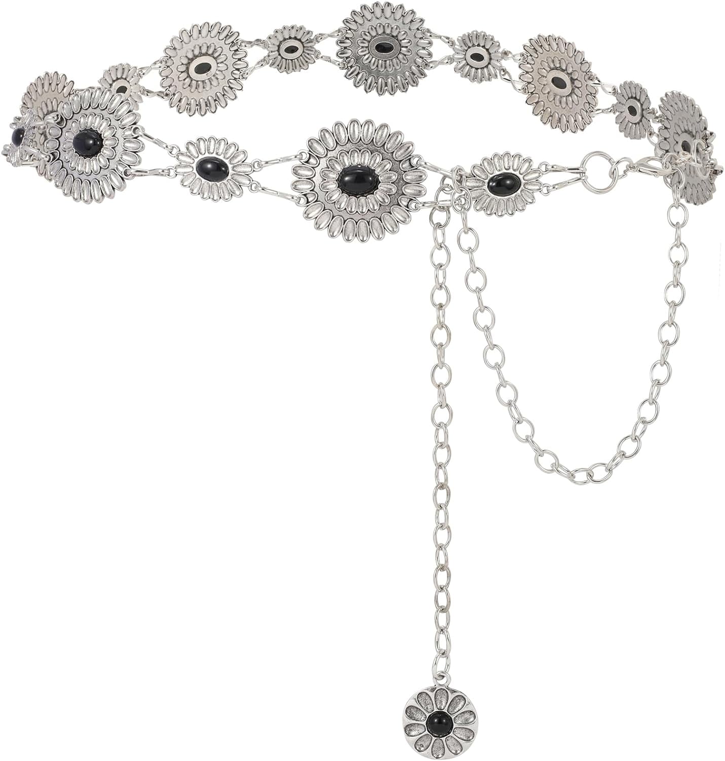 Western Chain Belt for Women Concho Silver Link Chain Belts for Jeans ...