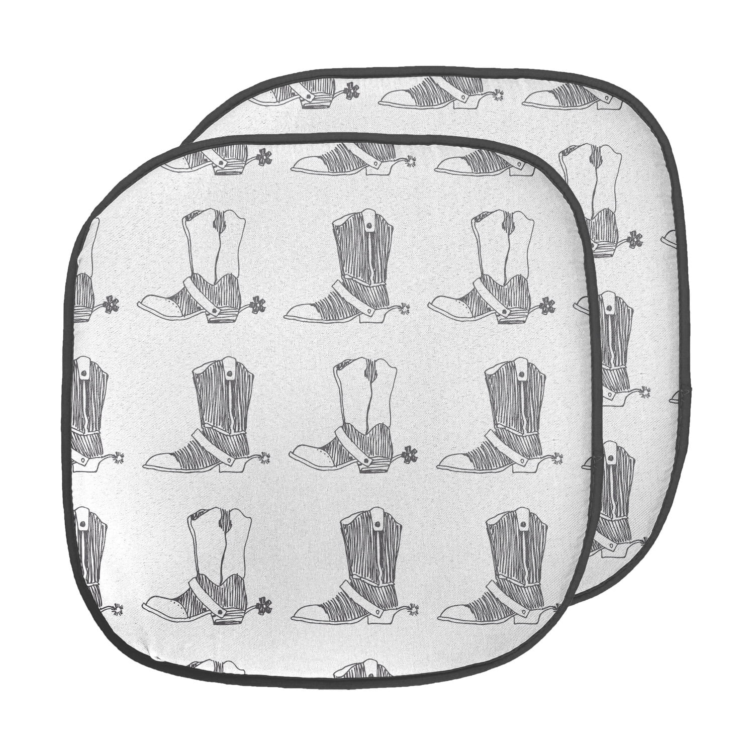 Western Chair Seating Cushion Set of 2, Repetitive Pattern of Cowboy ...