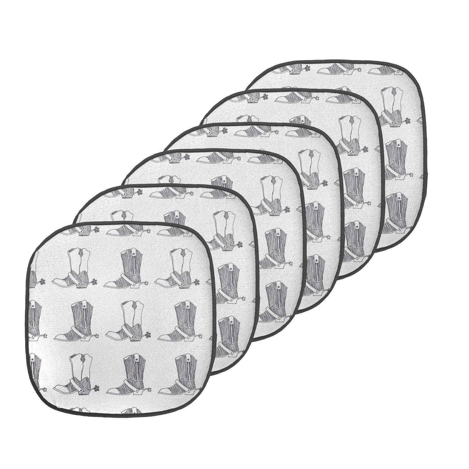 Western Chair Seating Cushion Set of 6, Repetitive Pattern of Cowboy ...