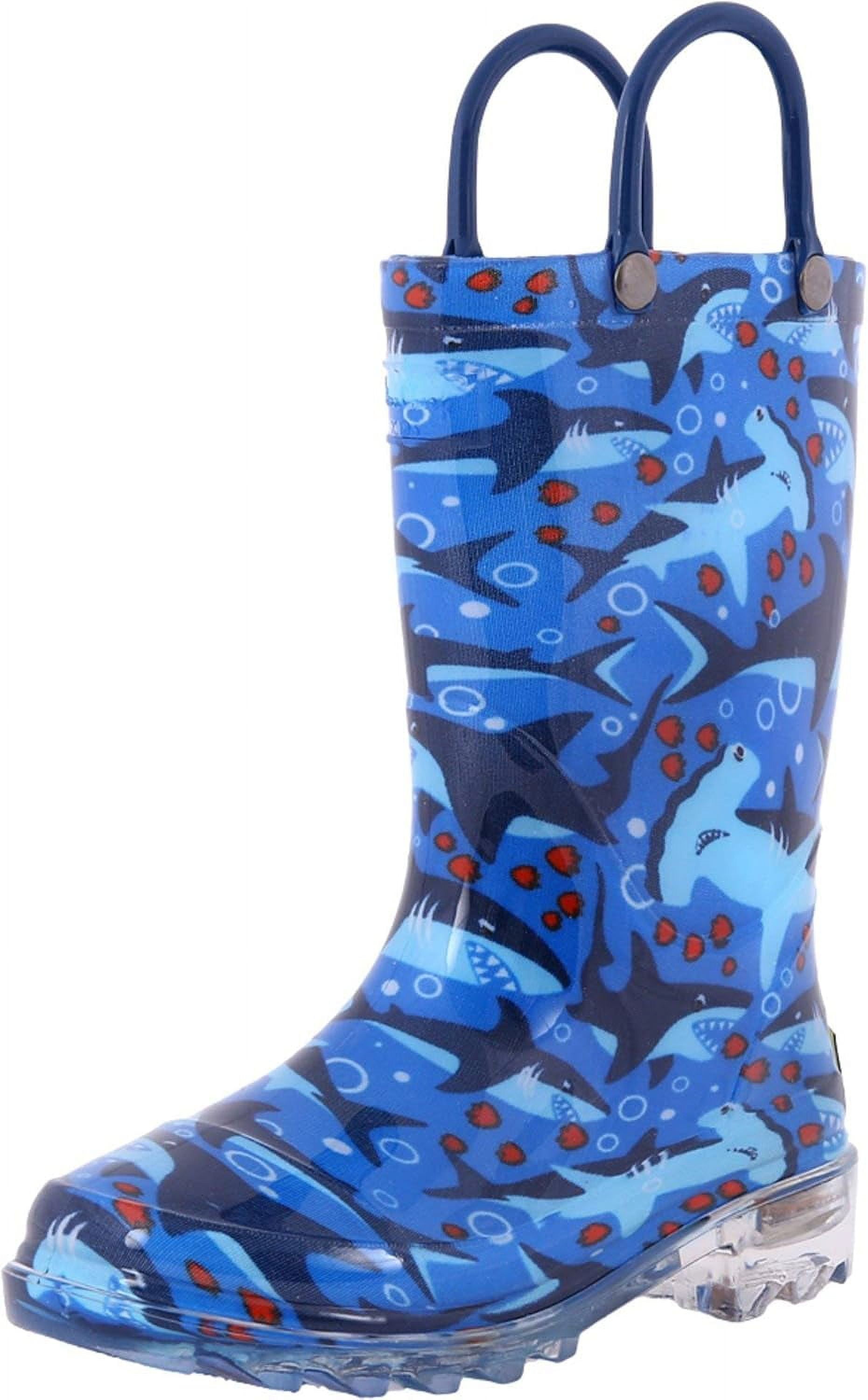 Western Chief Kids Shark Lighted Rain Boot - Waterproof, Easy On/Off ...