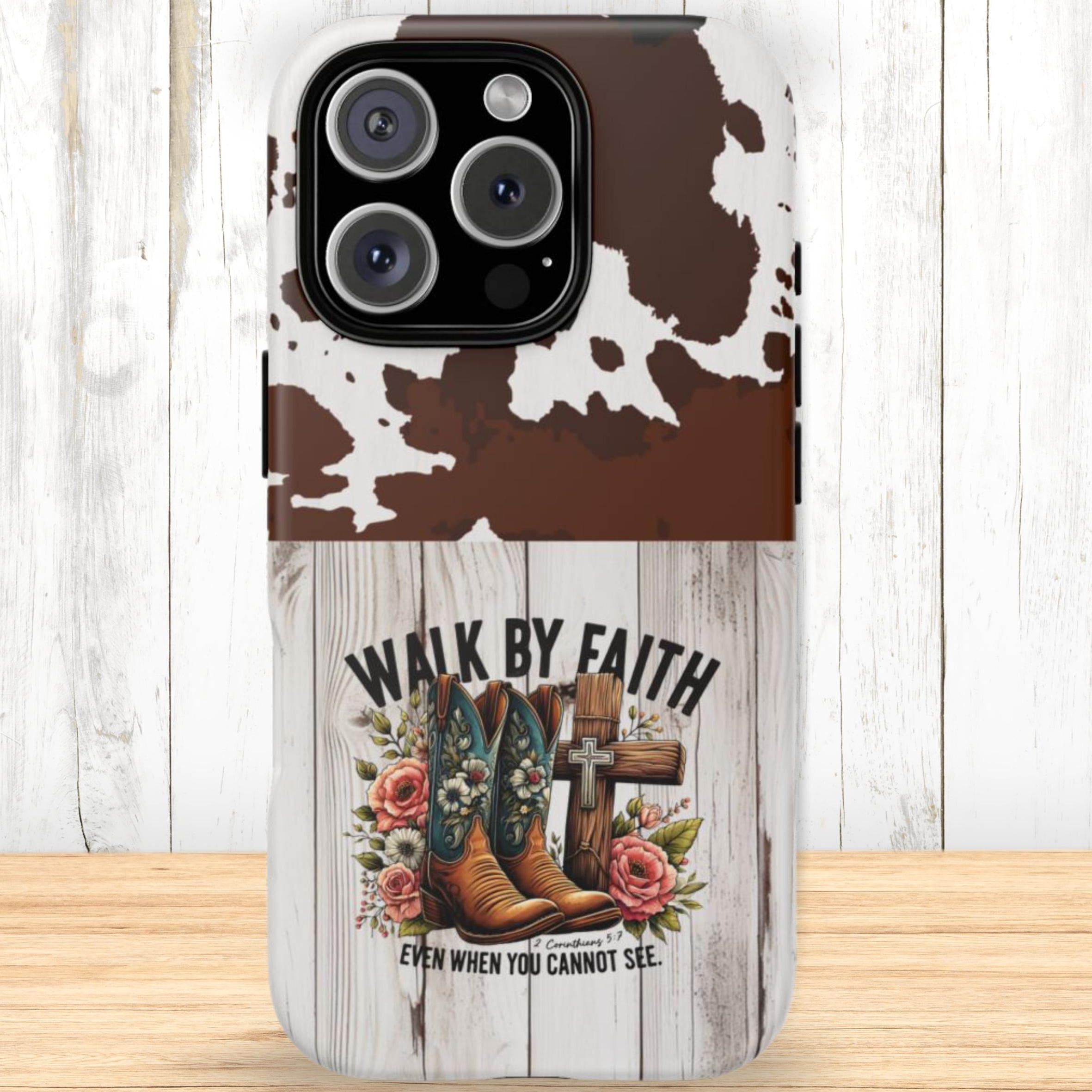 Western Christian Cow Print Faith Based Pattern with iPhone 17 through ...