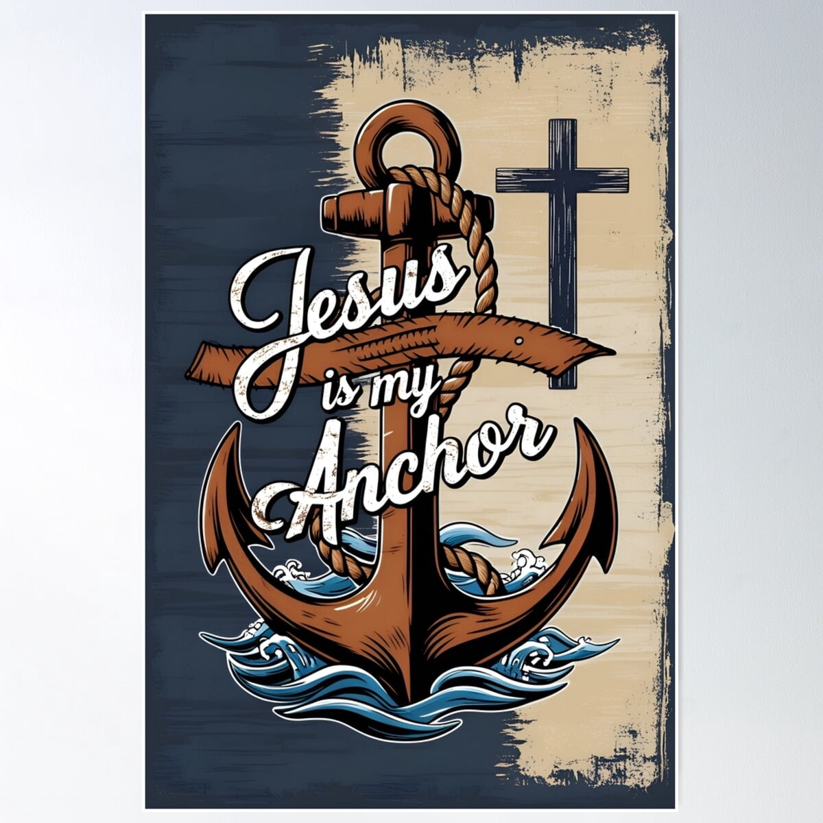 Western Christian Jesus Is My Anchor Poster Wall Art, Modern Wall Decor ...