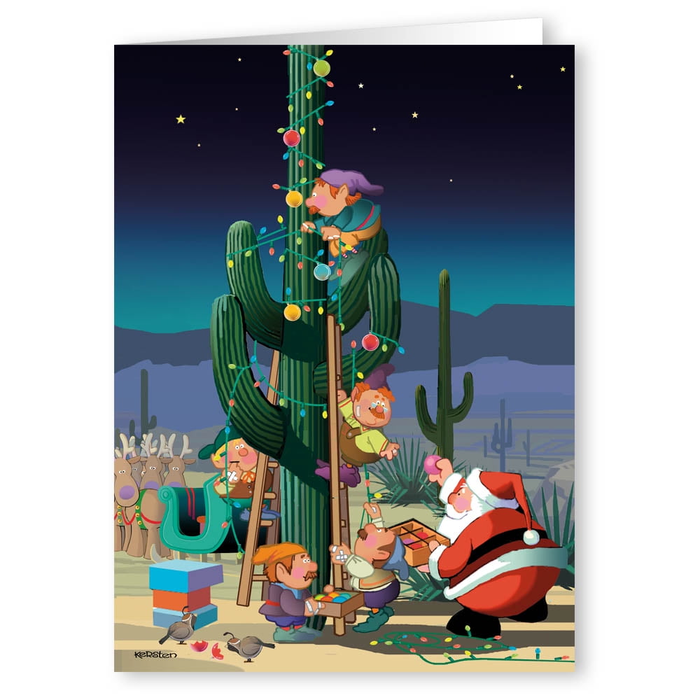 Western Christmas Cards - Desert Cactus Decorating Christmas Card 18 ...