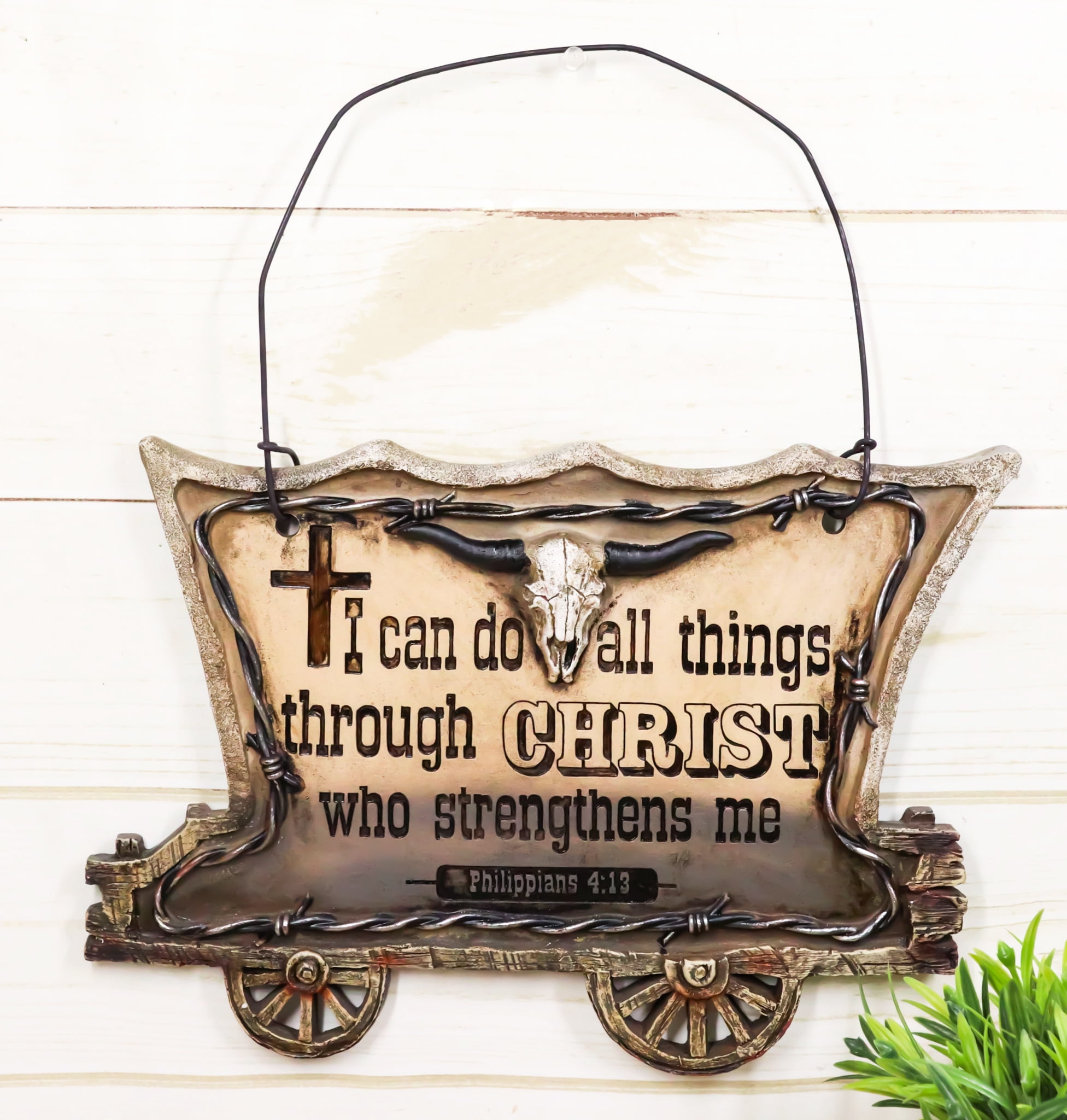 Western Chuckwagon With Longhorn Cow Skull Barbed Wires Bible Verse ...