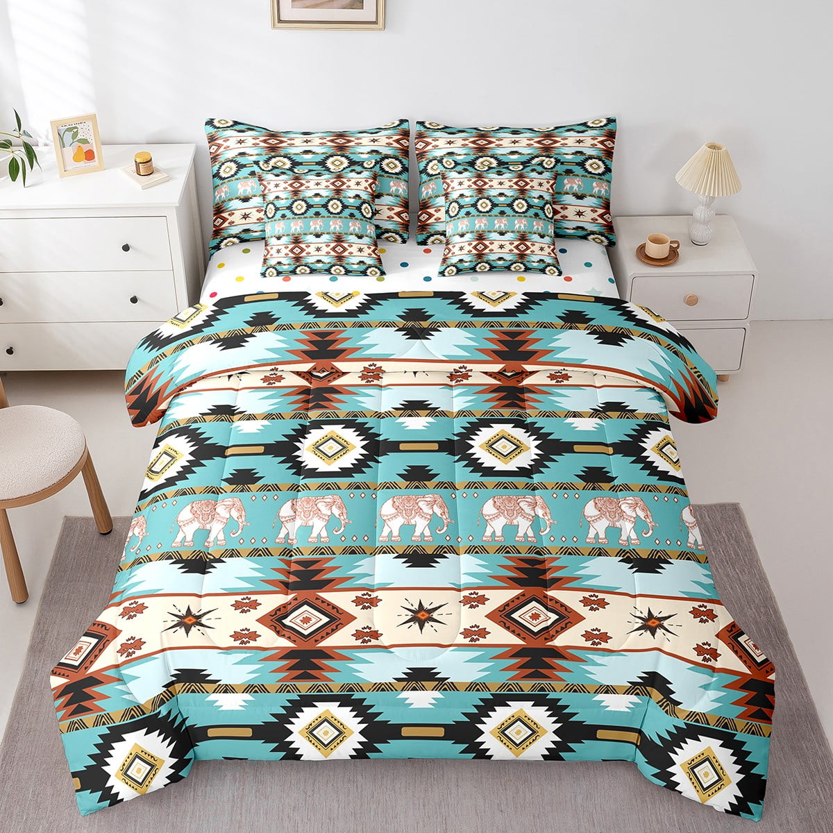 Western Comforter Set 7 Piece Bed in a Bag Twin,Exotic Elephant Bedding ...